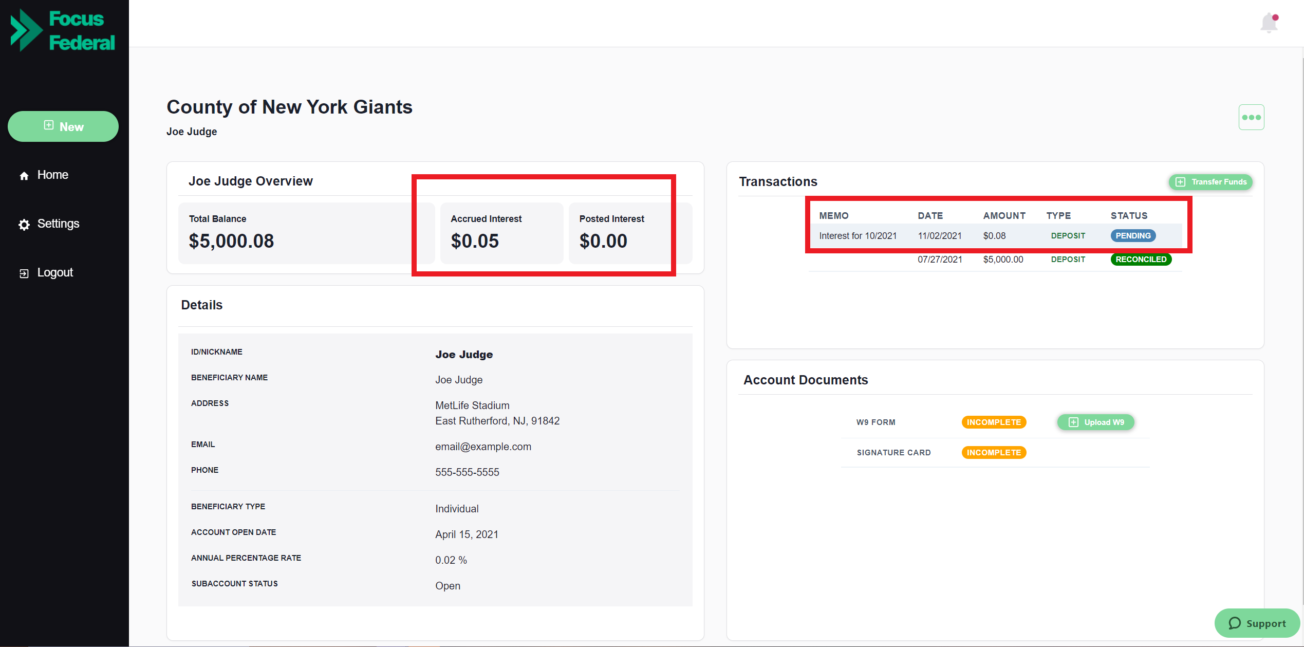 Interest Information – Client ZEscrow Support Desk